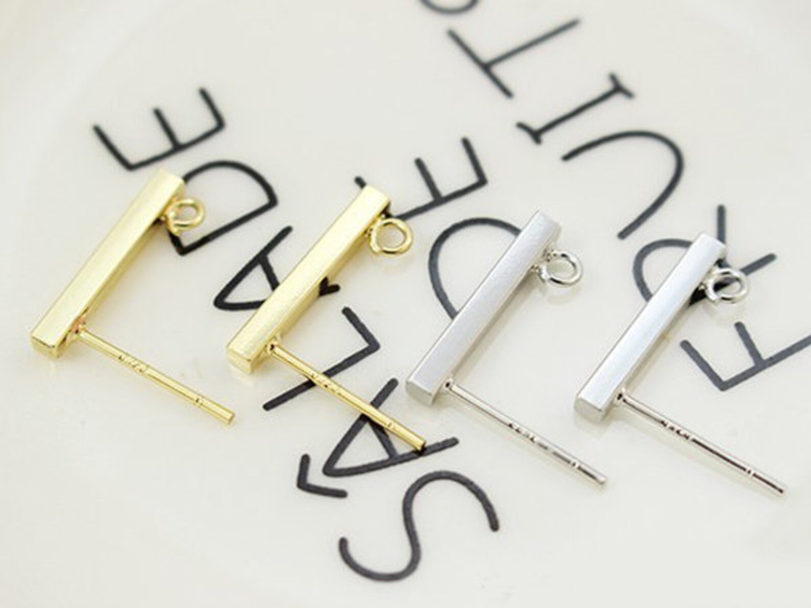 4pcs Real 18K Gold Plated Bar Earrings15mm Sticklong Stick - Etsy