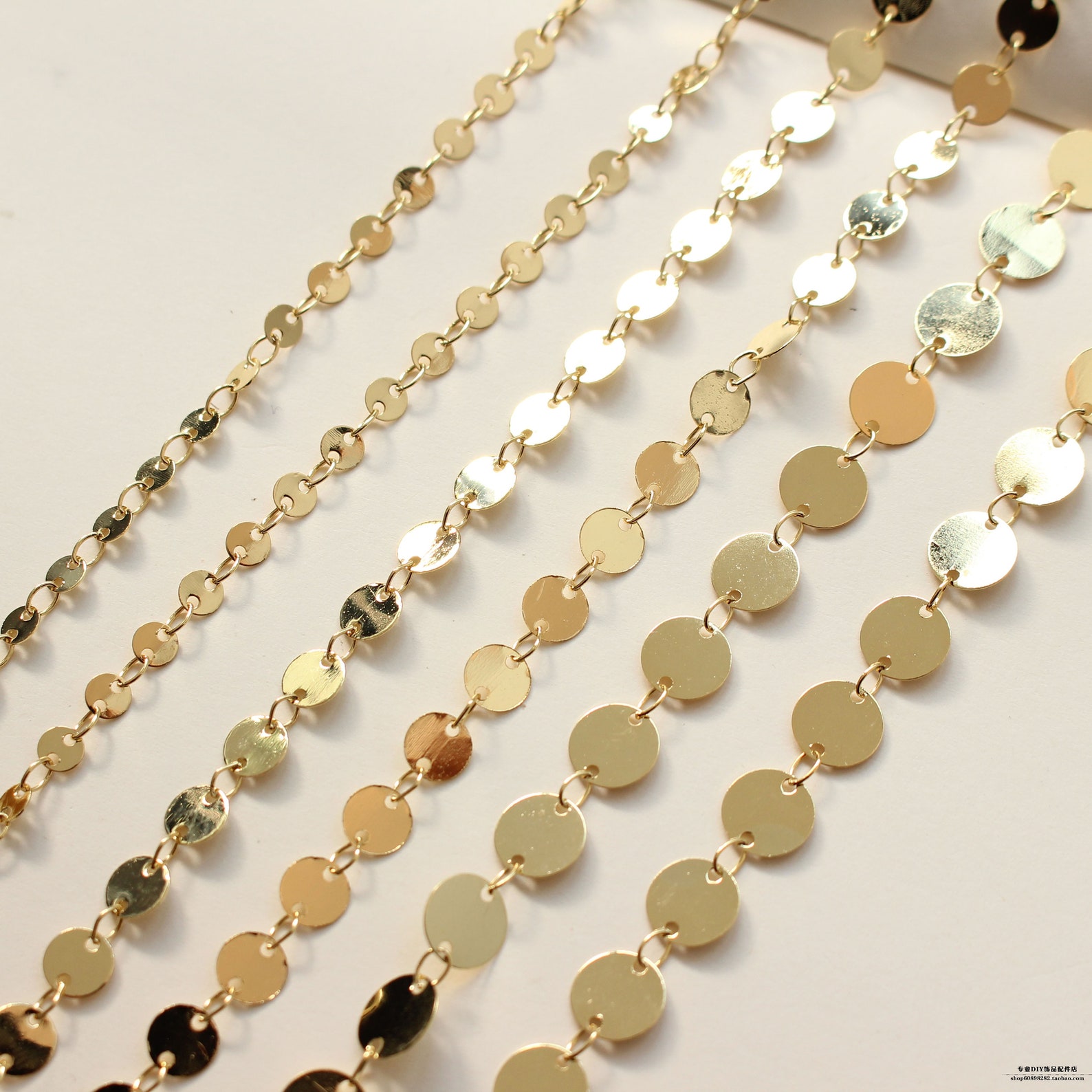 3.2feet. Real Gold Plated Sequin Disc Chain - 4MM Round Circle Disc ...
