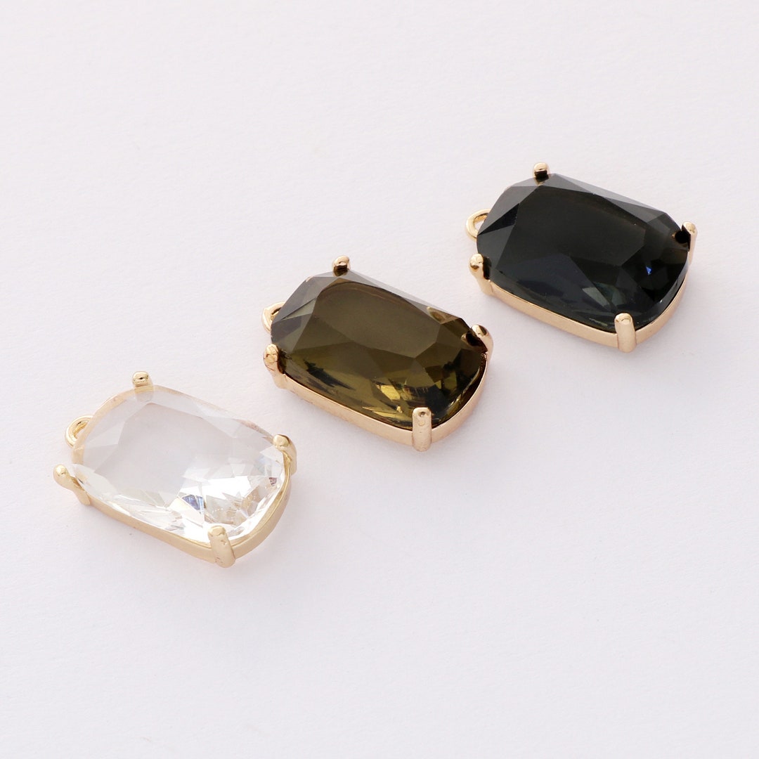 10pcs Clear Crystal Glass Pendant Charm,large Faceted Frame Glass Charm ...