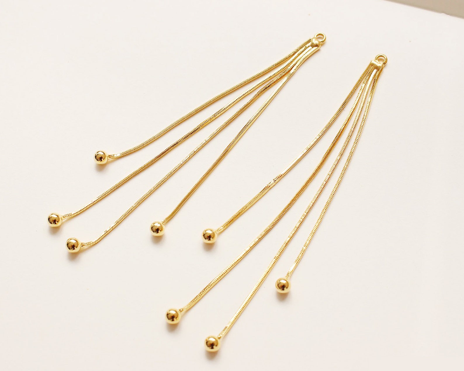 4PCS. 18k Real Gold Plated Tassel Charm Long Metal Tassels - Etsy