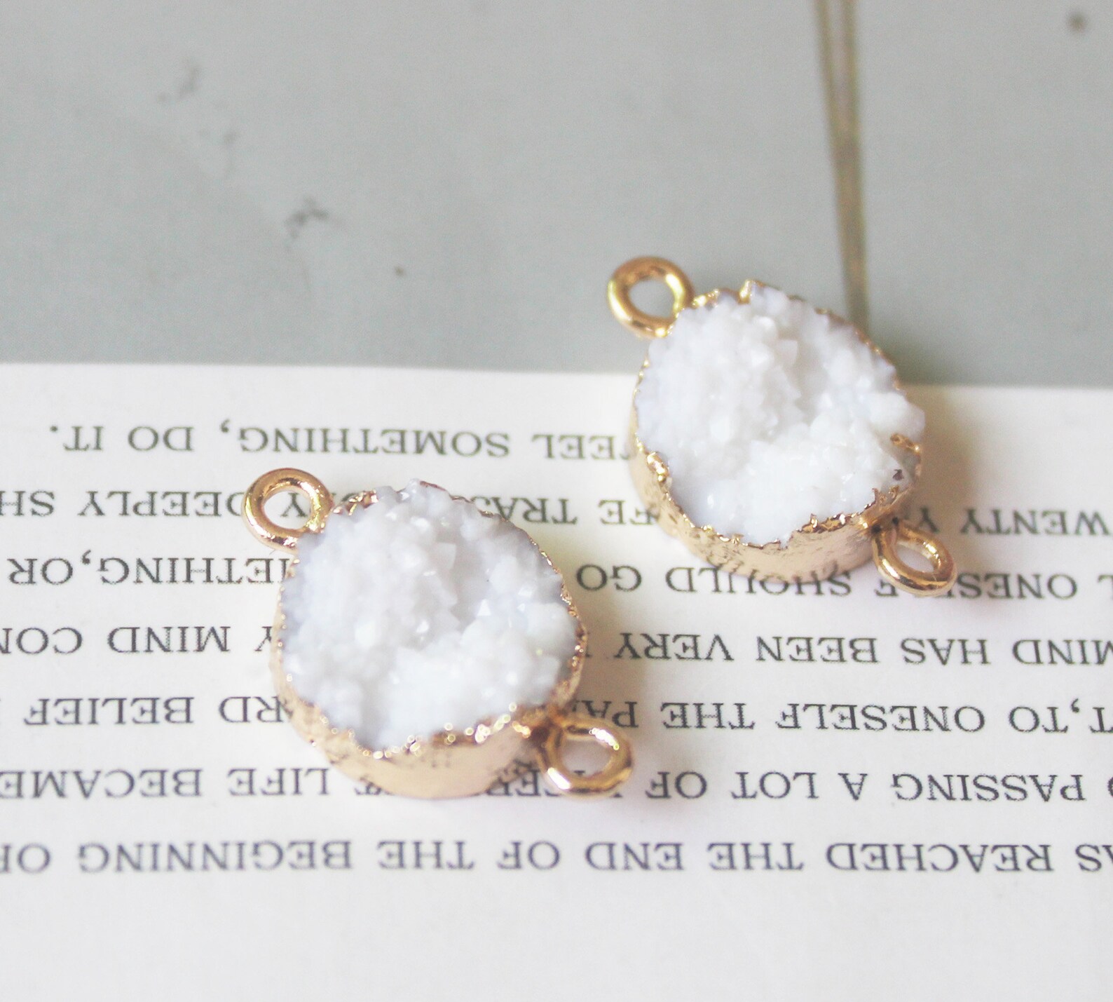 10PCS Round Imitation Druzy, Druzy Connector, Resin Druzy Pendant Charm ...