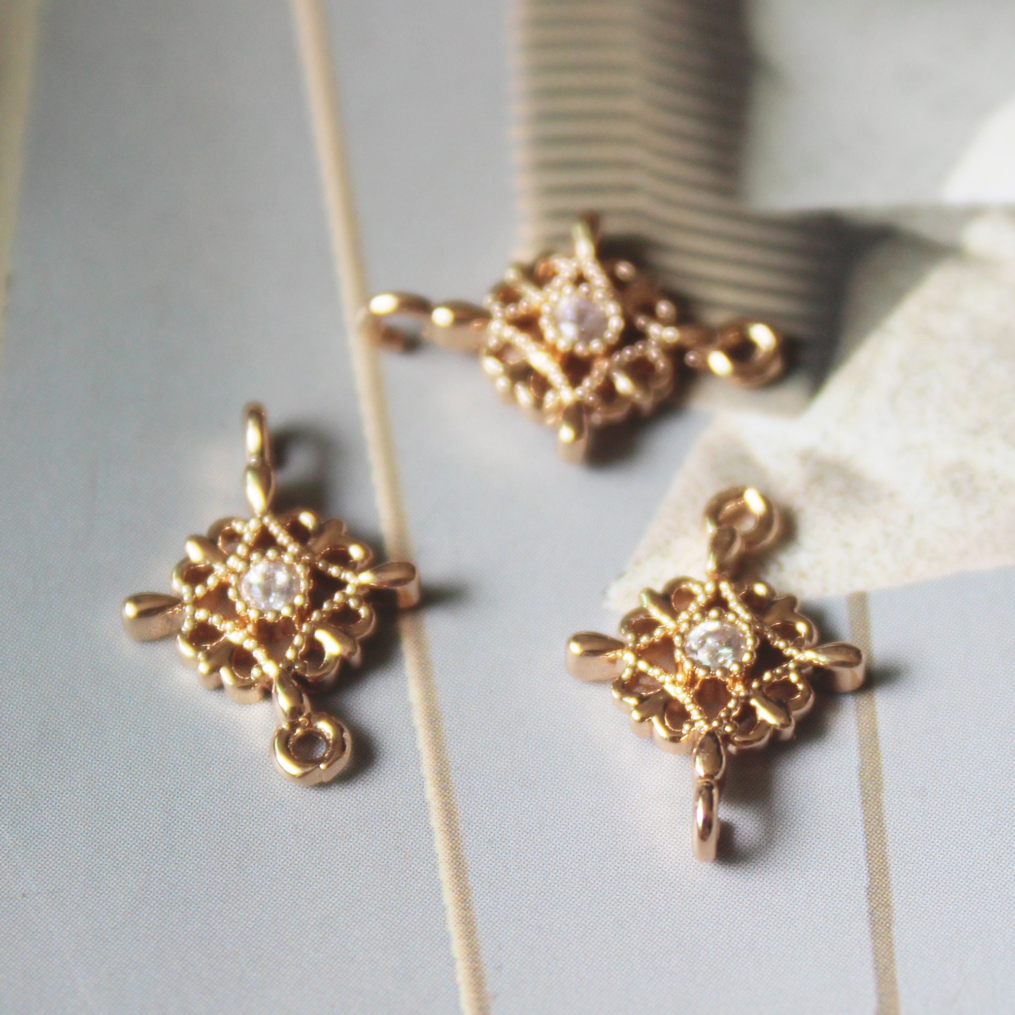 10pcs Real Gold Plated Flower Charm, Gold Initial Charm, Vermeil Flower ...