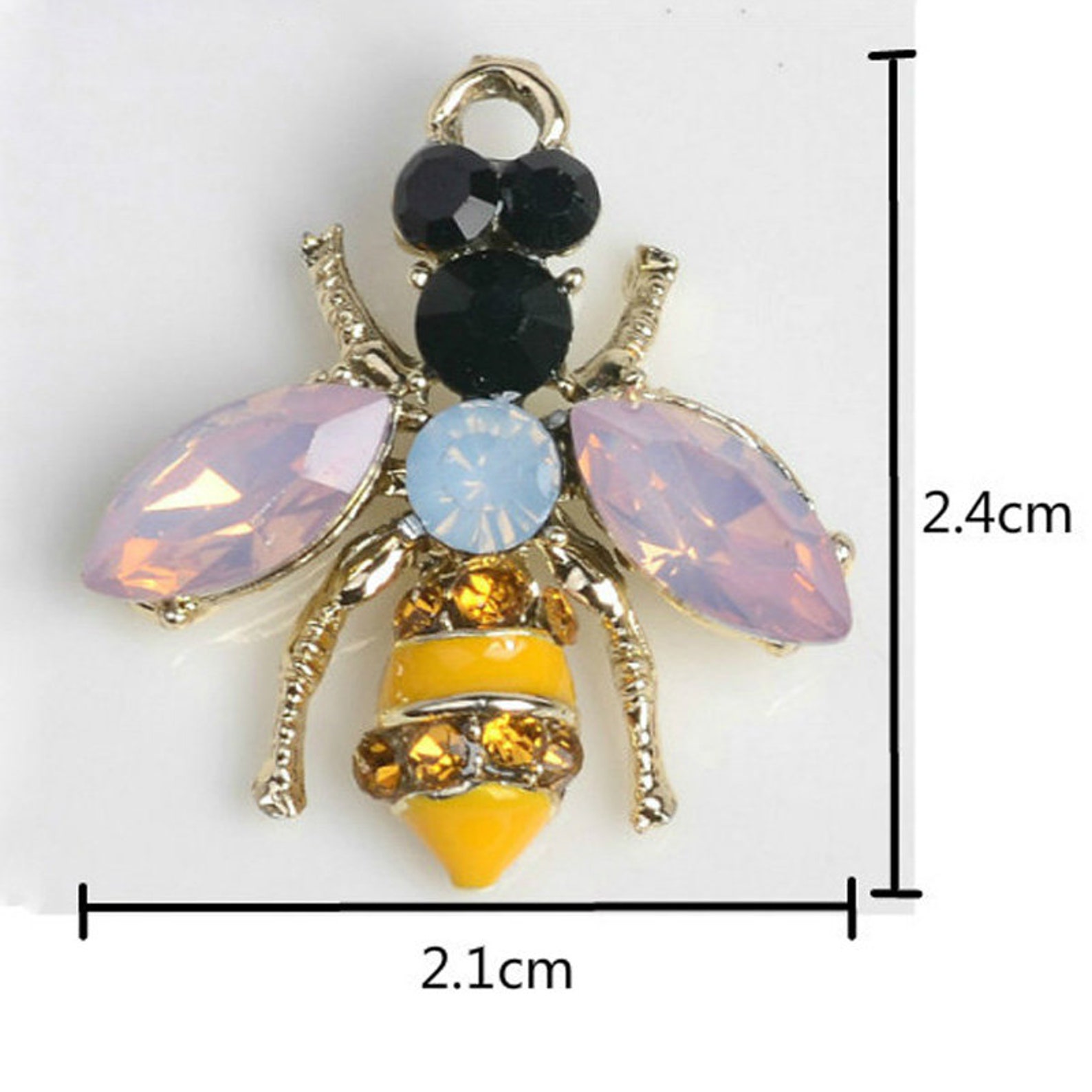10pcs Crystal Bees Charm Pendant - 21*24MM -honey Bee Charm, Insect Charms, Flying Charm ...