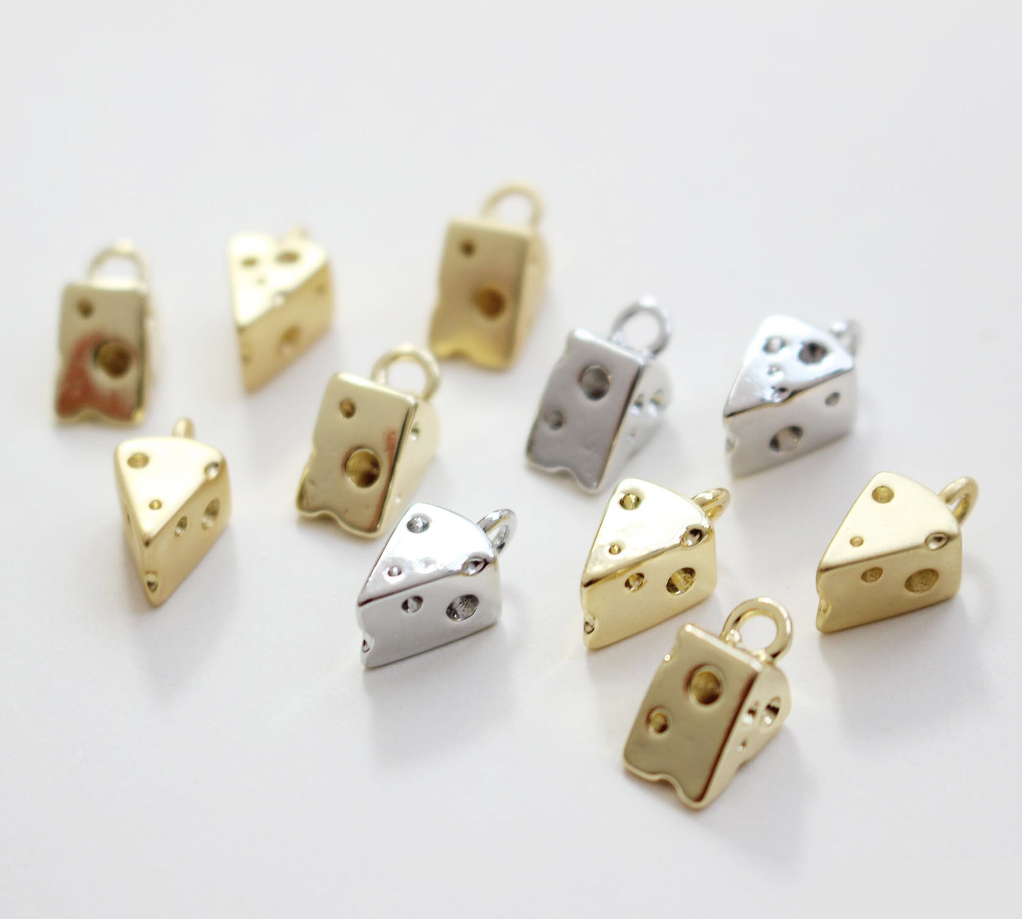 6pcs Real 18K Gold Plated Cheese Charm Gold Initial Charm - Etsy