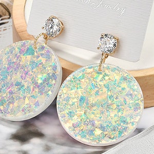 10pcs 35mm Round Circle Glitter Resin Charm Pendant Summer Earrings ...