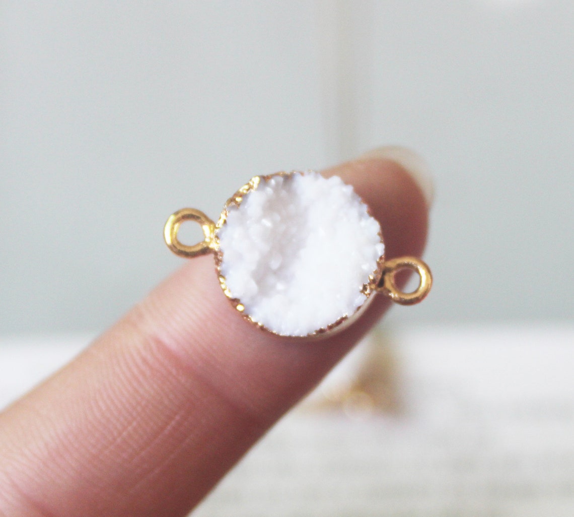 10PCS Round Imitation Druzy, Druzy Connector, Resin Druzy Pendant Charm ...