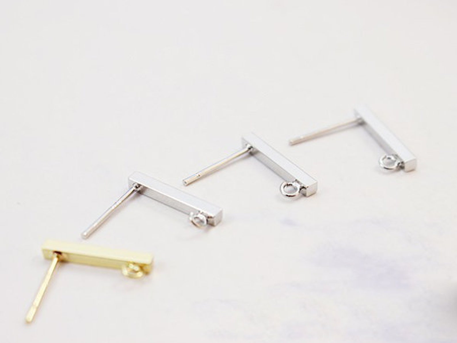 4pcs Real 18K Gold Plated Bar Earrings15mm Sticklong Stick - Etsy