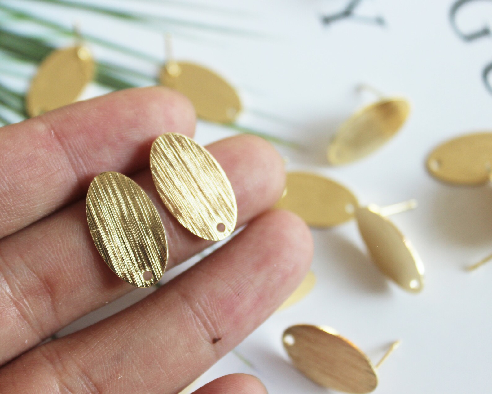 10PCS Real Gold Plated Brass Earring Posts Earring Stud Ear | Etsy