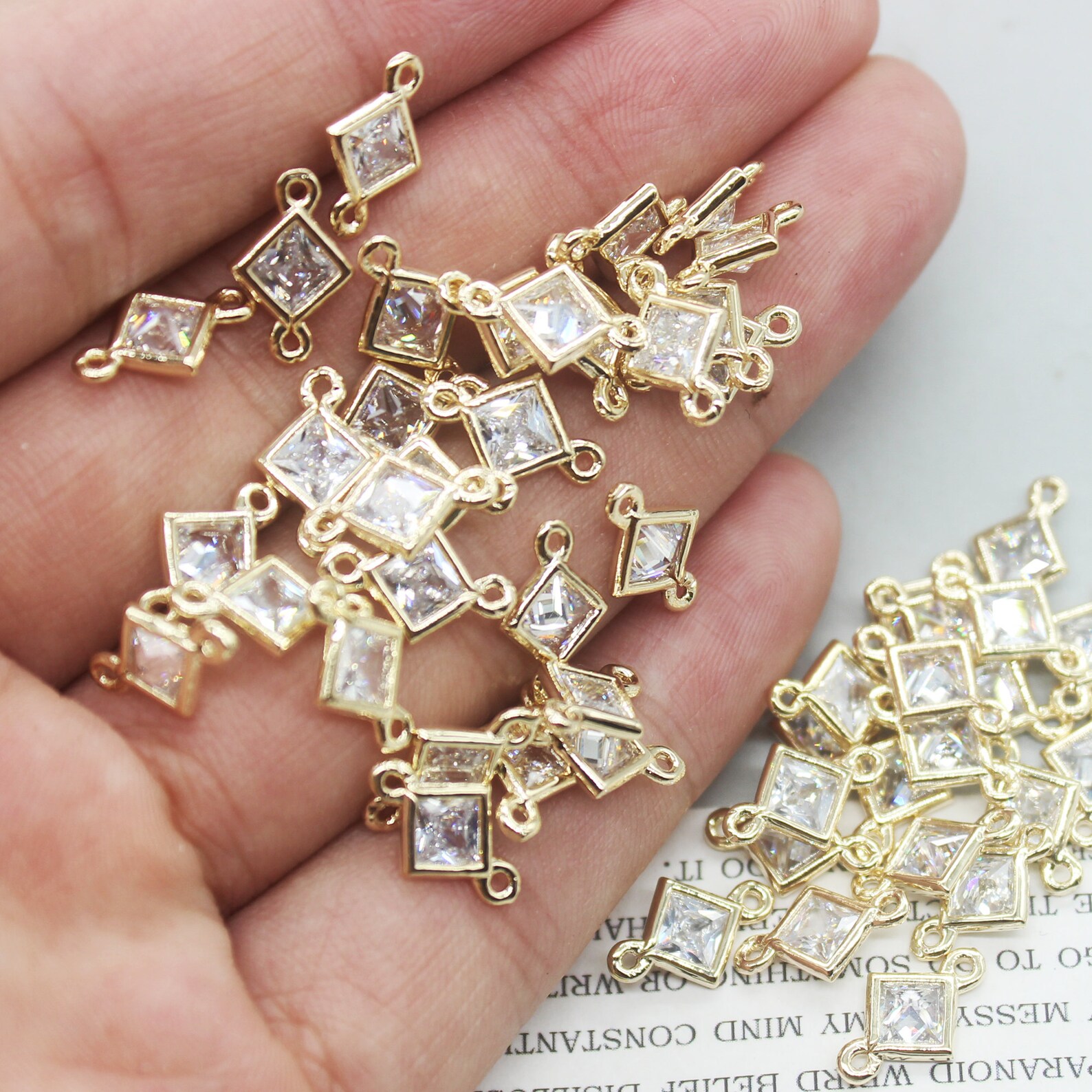 10pcs CZ Pave Diamond Connector,5mm7mm/9mm, Zircon Charm, Bracelet ...