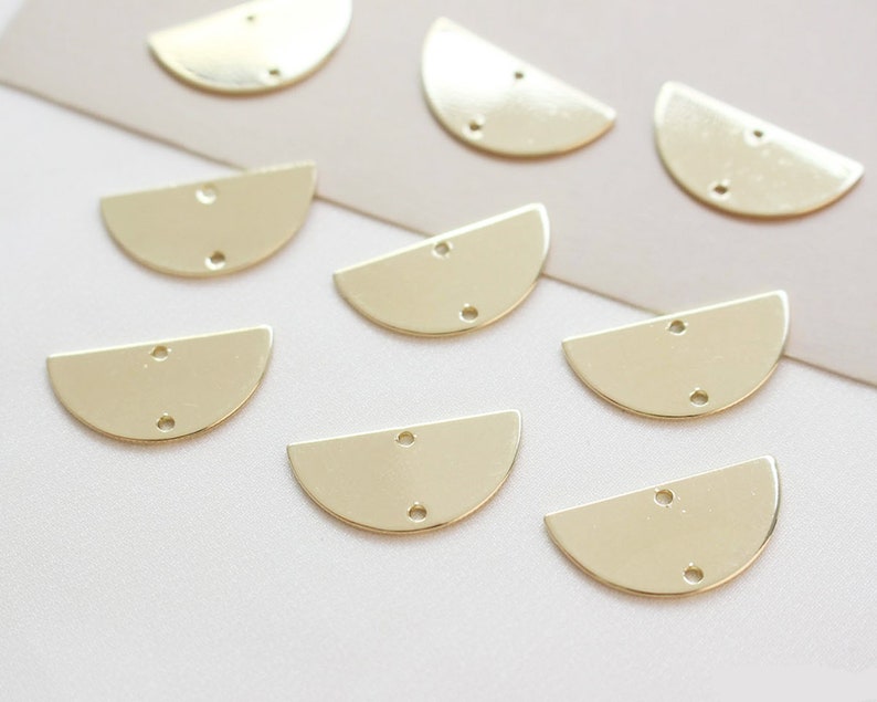 10pcs Real 18K Gold Plated Semicircle Charm, Semicircle Connector, Link ...