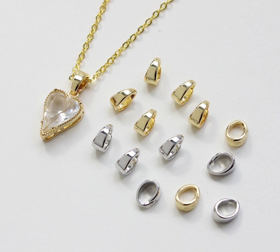 10pcs Real Gold Plated Bead Pendant Bail Charm Holder Slider,pinch Bail ...