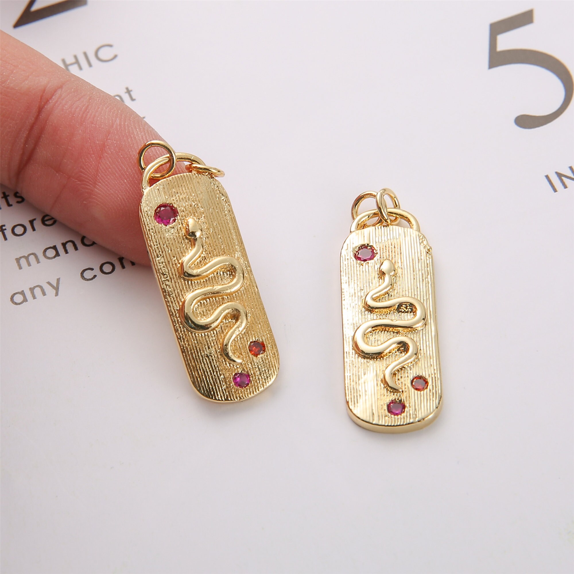 6pcs Real Gold Plated Snake Charm Snake Pendant Animal | Etsy