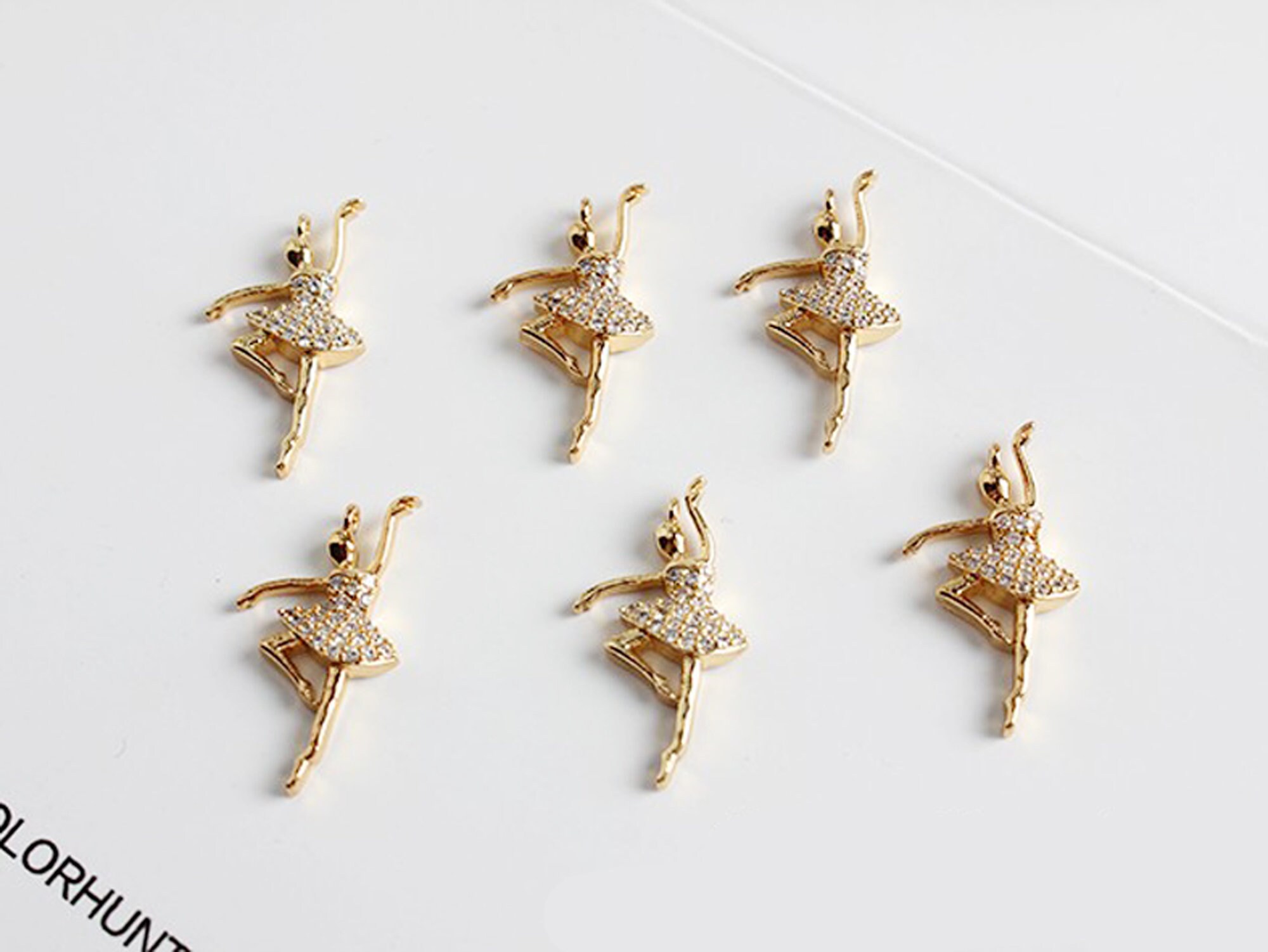 6pcs Real Gold Plated Ballet Girl Charm CZ Pave Ballet Girl - Etsy