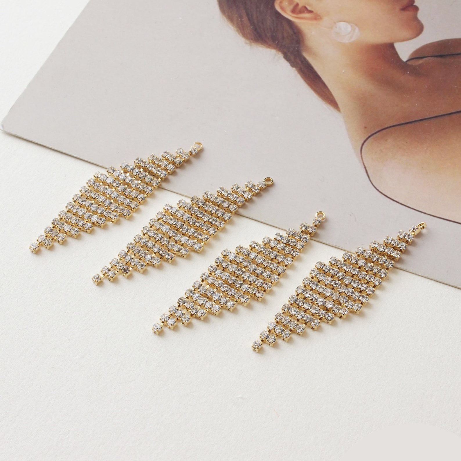 4PCS. Real Gold Plated Tassel Charm Long Metal Tassels | Etsy