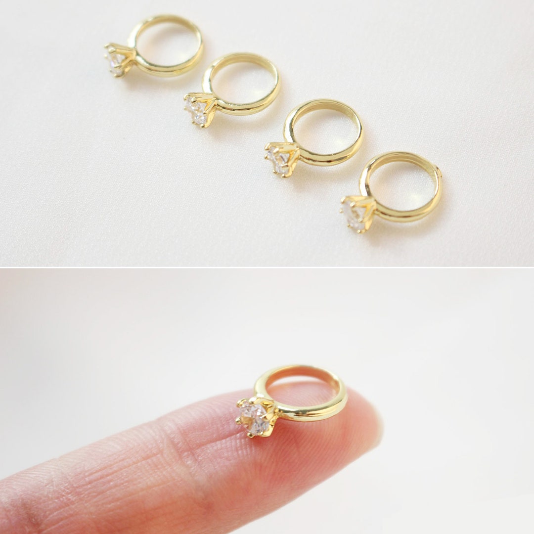 6pcs Real 18k Gold Plated Cz Pave Ring Charm Round Circle - Etsy