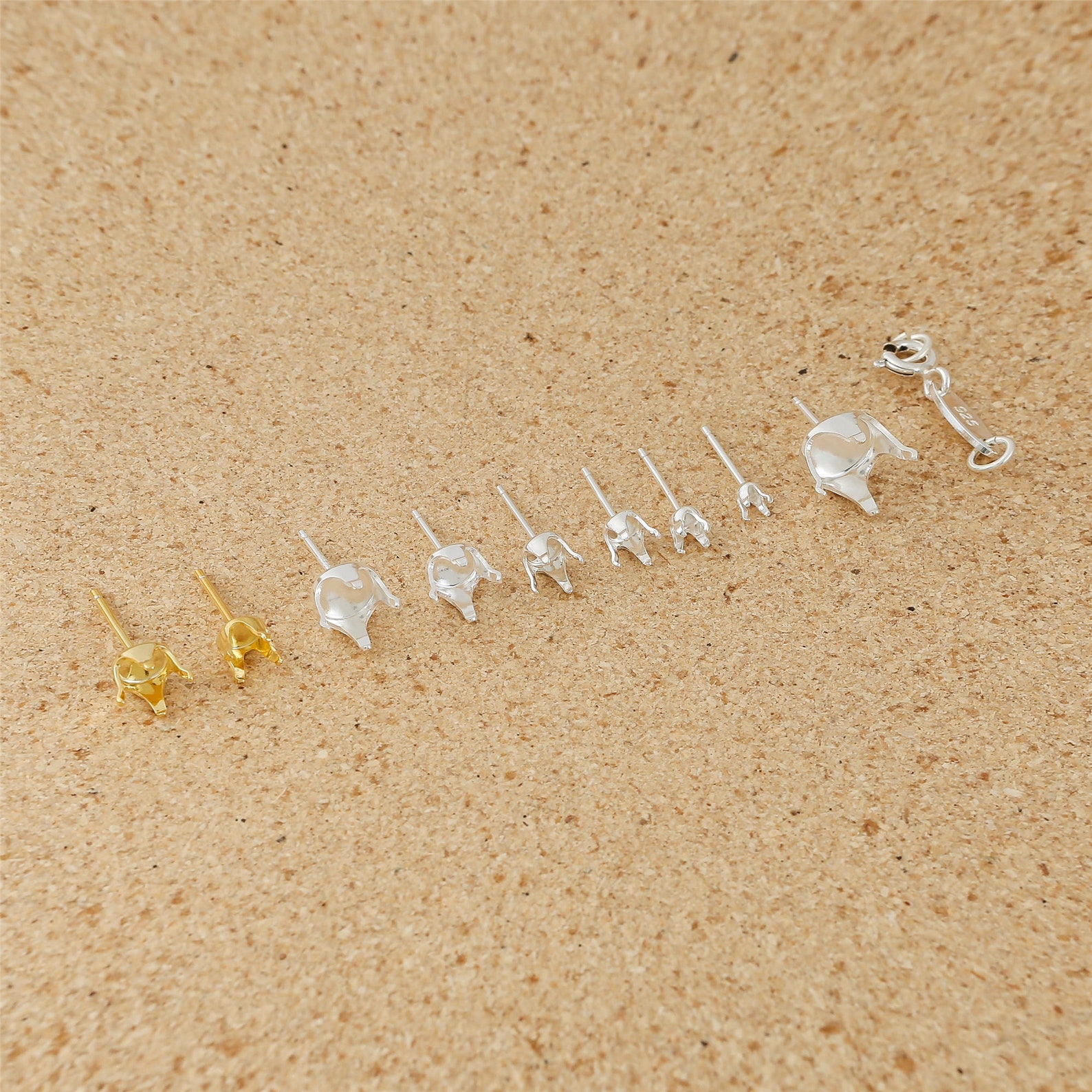 20Pair 925 Sterling Silver Claws Prong Set Ear Posts - Etsy France