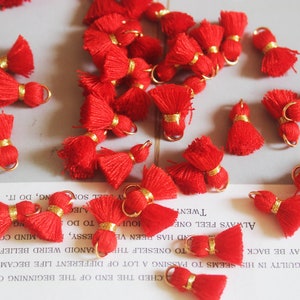 10pcs Red Tassels,tiny Cotton Thread Tassels,1.5cm Thread Tassels,mini ...