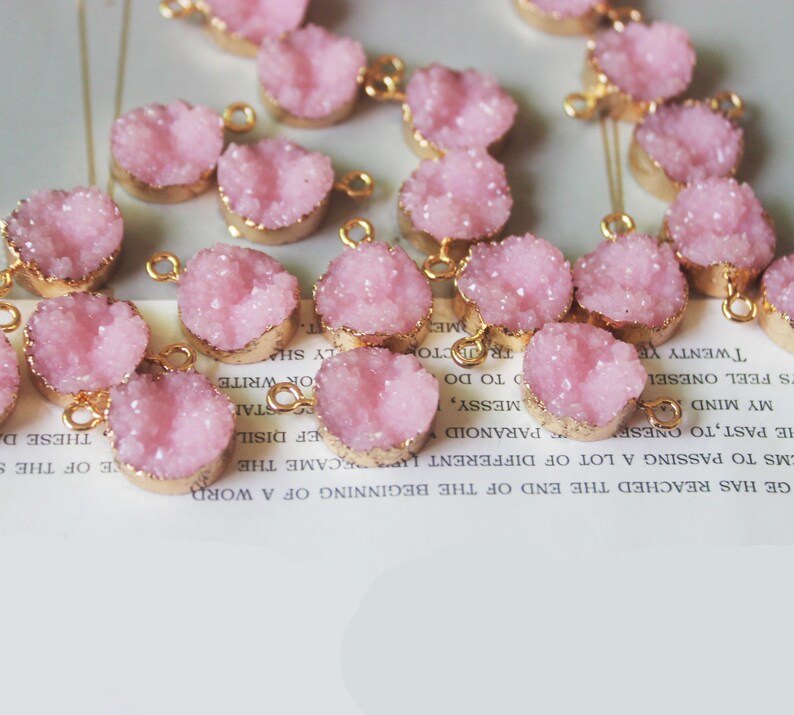 10PCS Round Imitation Druzy Pink Druzy Charm Resin Druzy - Etsy