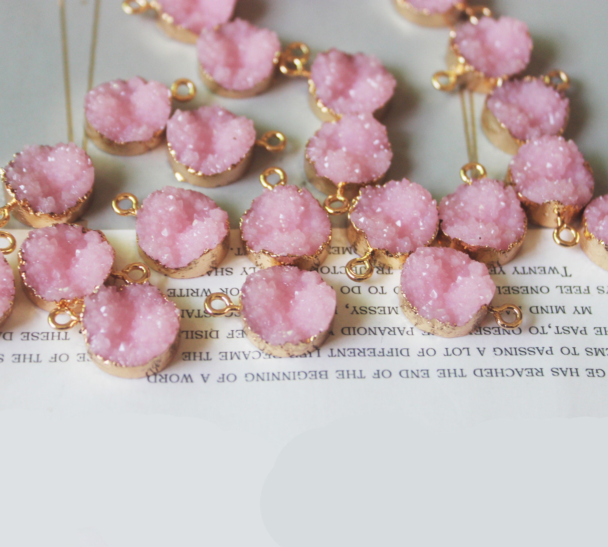 10PCS Round Imitation Druzy Pink Druzy Charm Resin Druzy - Etsy