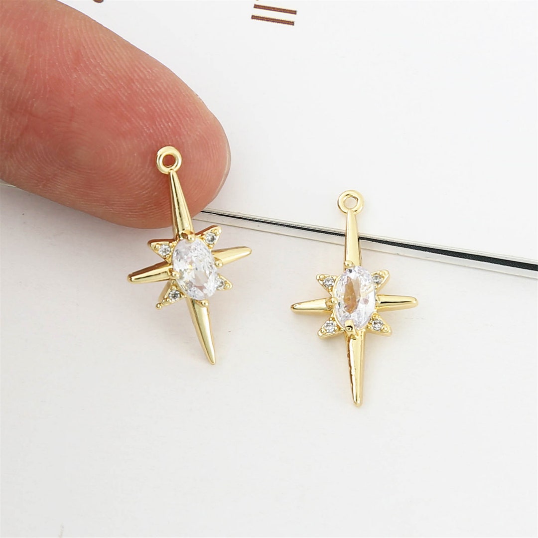 10pcs Real 18K Gold Plated Star Charm,gold Initial Charm,vermeil Moon ...