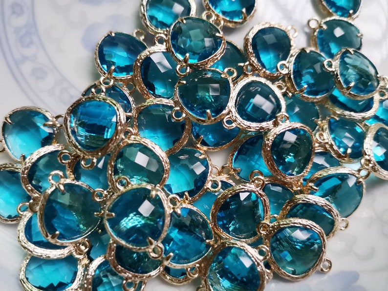 2pcs/10pcs Blue Crystal Glass Pendant CharmLarge Blue Faceted | Etsy