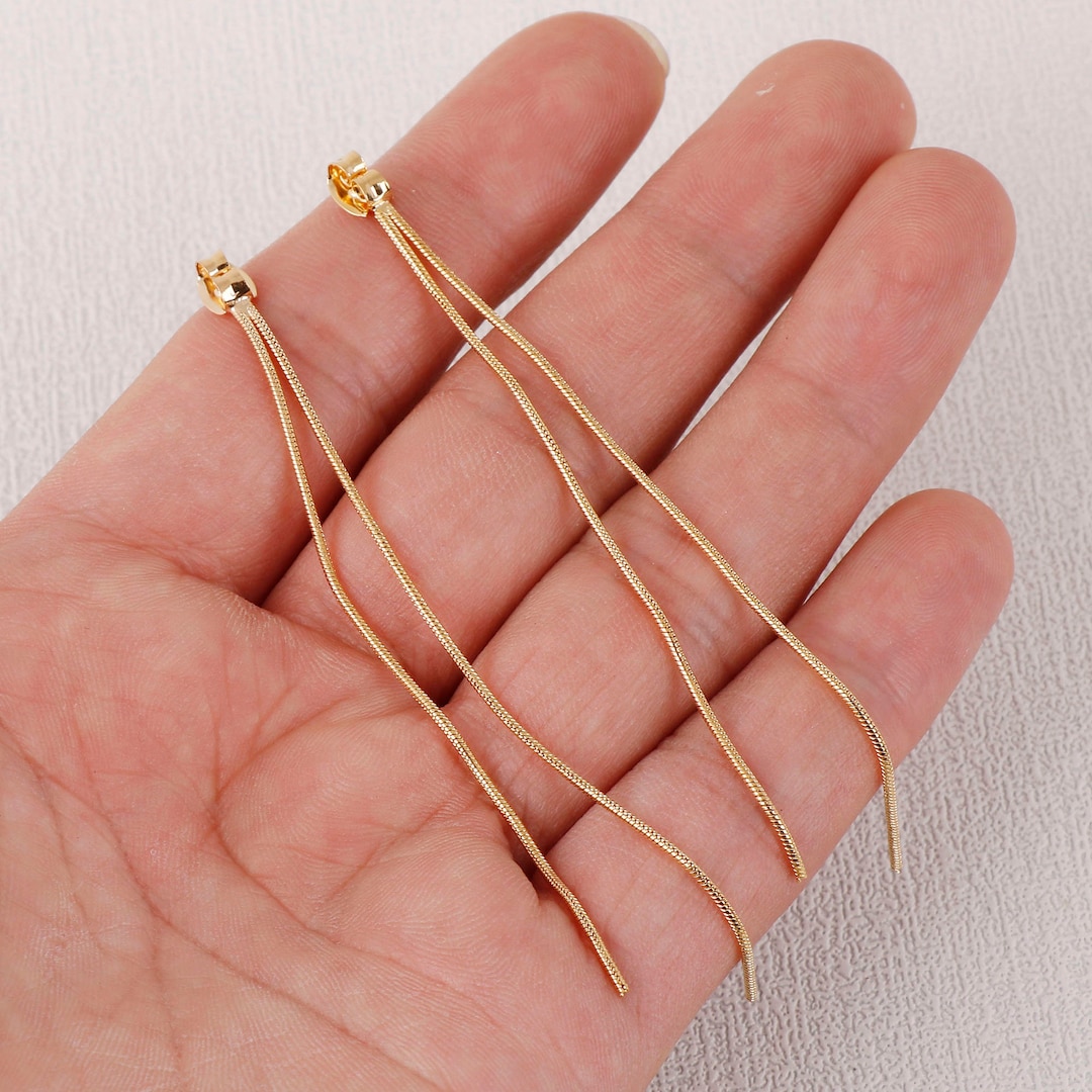 10pcs. 18k Real Gold Plated Earring Backs W/ Long Chain Butterfly ...