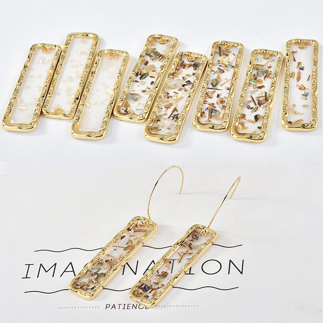 10PCS Clear Epoxy Resin Rectangle Pendant, Resin Pendant, Rectangle ...