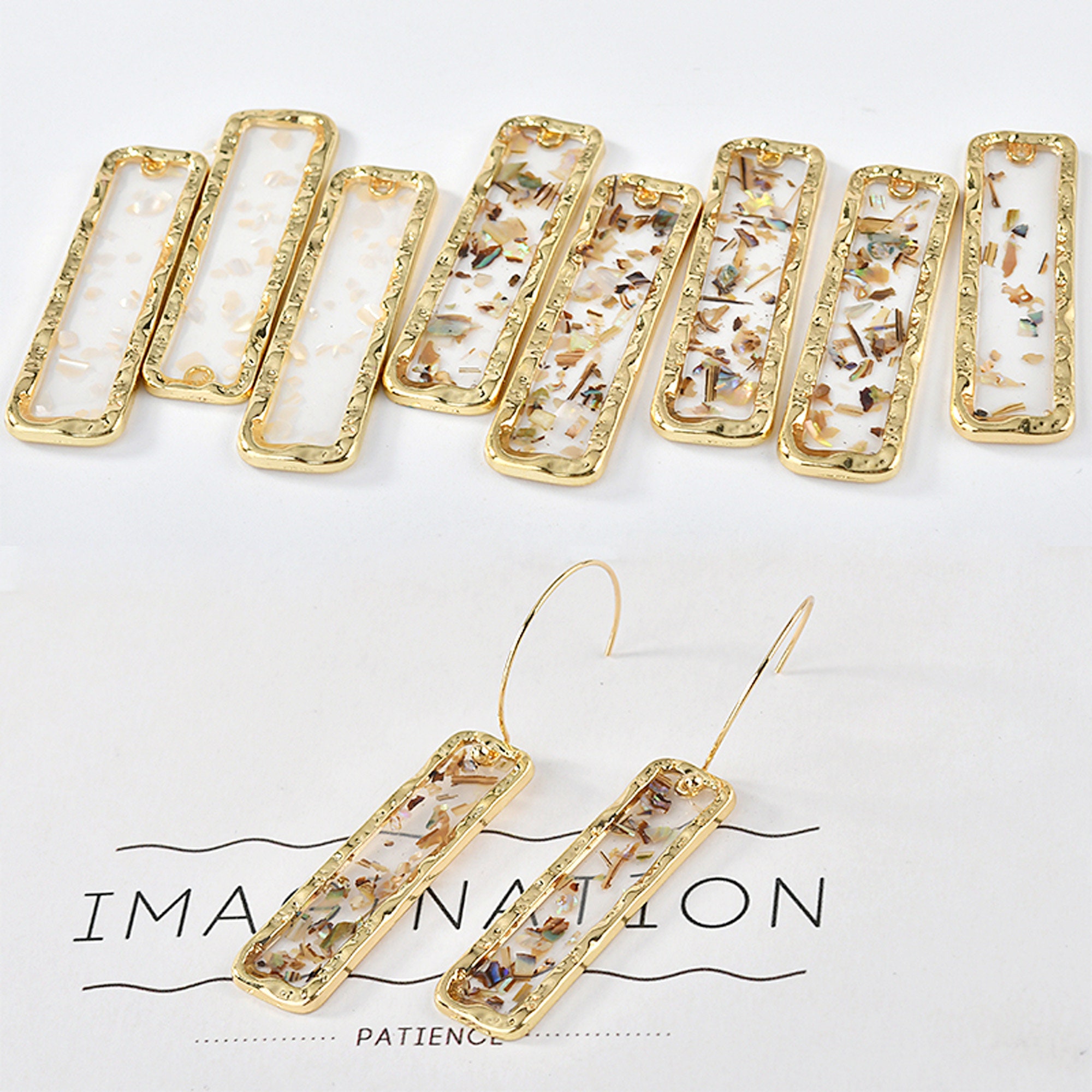 10PCS Clear Epoxy Resin Rectangle Pendant, Resin Pendant, Rectangle ...