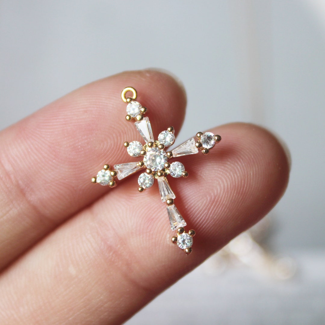 10pcs Real Gold Plated Cross Charm,gold Initial Charm,vermeil Cross ...
