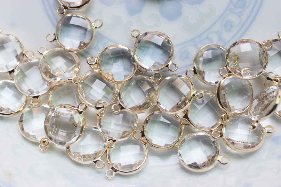 2pcs/10pcs Large Clear Glass Pendant Charm,clear Faceted Lucite Beads ...
