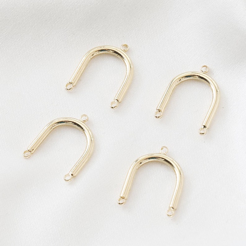 10PCS. 18k Real Gold Plated U Shape Earring Connector, Jewelry Making ...