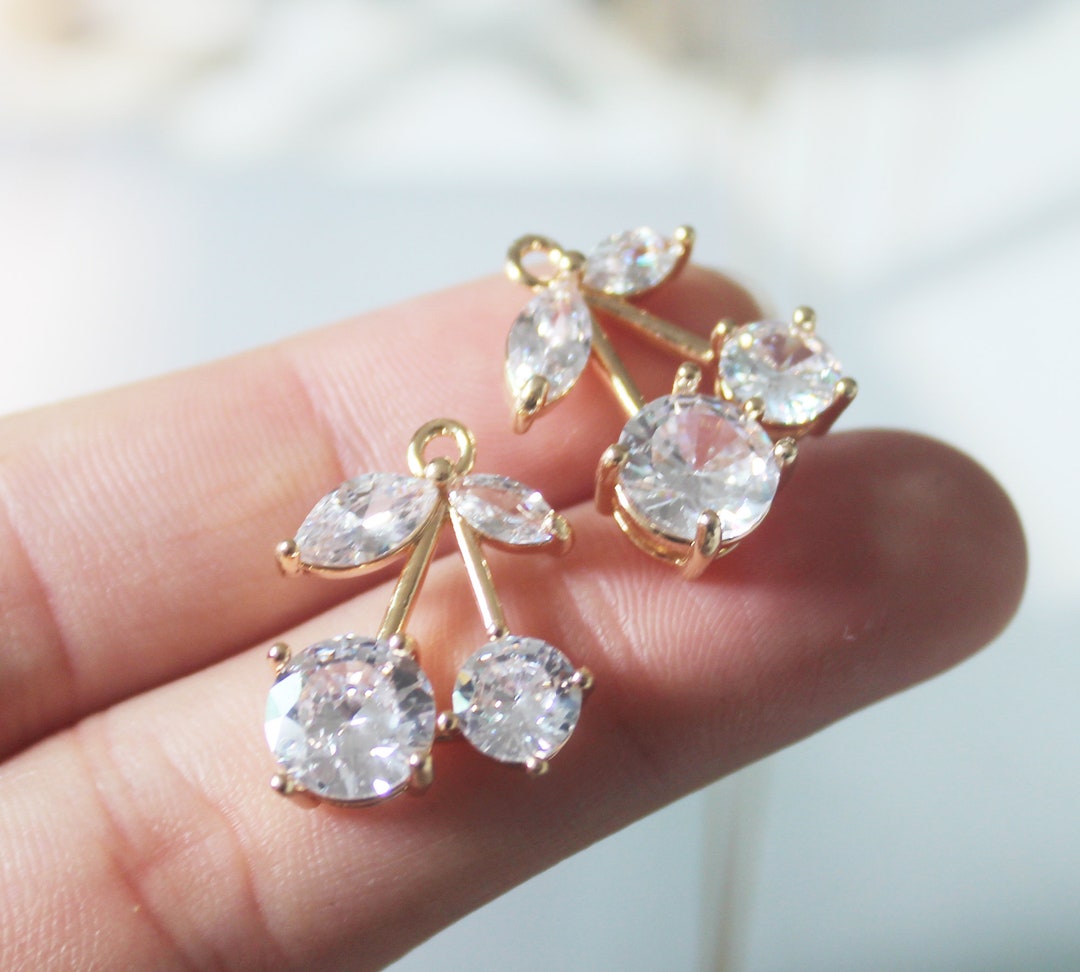 10pcs CZ Pave Cherry Charm, Zircon Cherry Pendant, Fruit Charm, Food ...