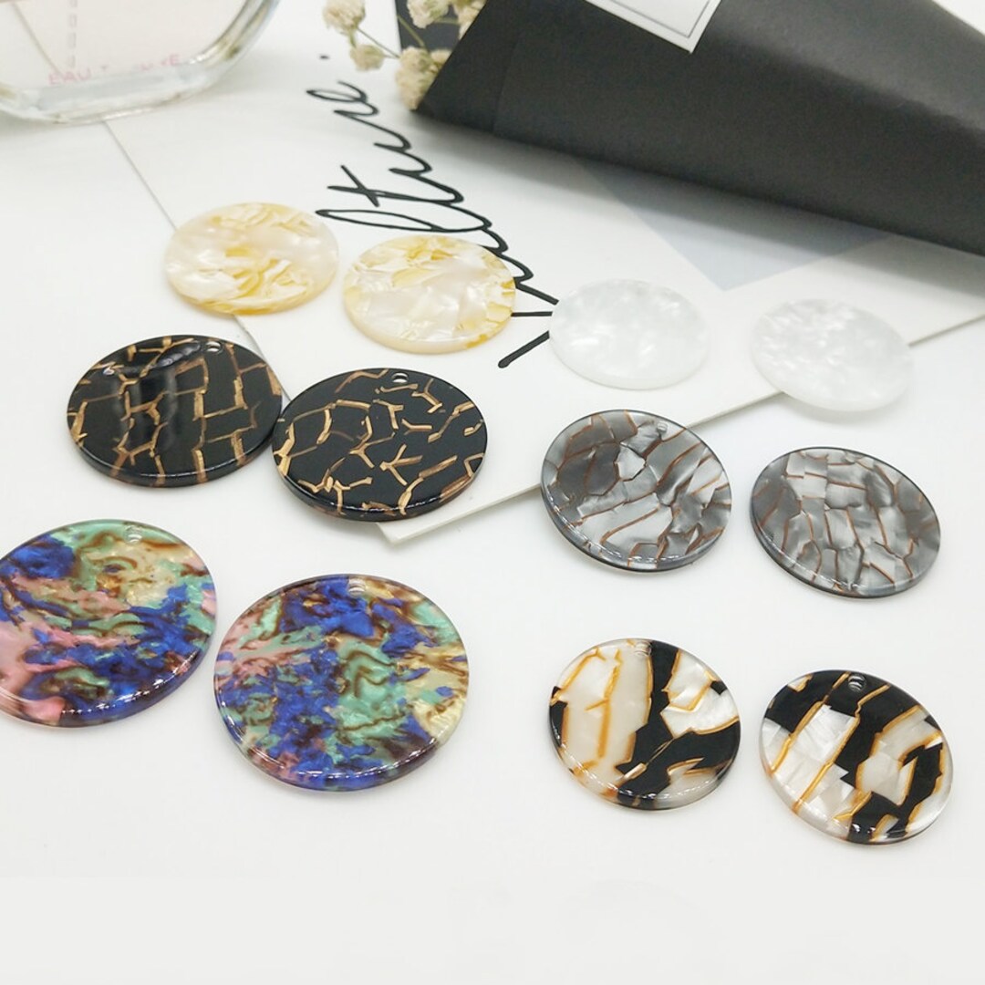 10pcs Round Circle Acetate Celluloid Charm Pendant Summer Earrings ...