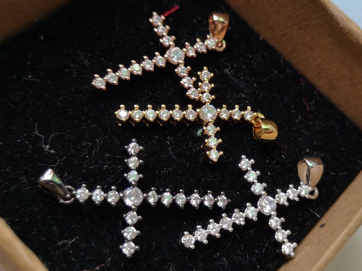 5pcs Crystal Cross Charm Pendant Cz Pave Cross Charm - Etsy
