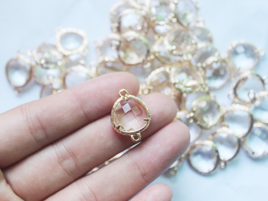 2pcs/10pcs Clear Crystal Glass Pendant Charm,large Clear Faceted Lucite ...