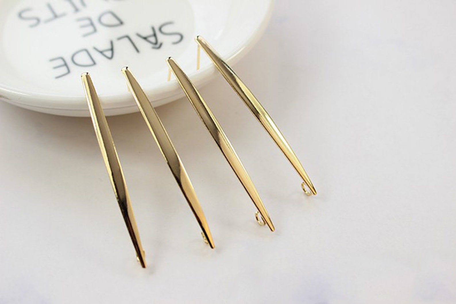 10pcs. 18k Gold Plated Long Bar Earringsshiny Gold Bar Bar - Etsy