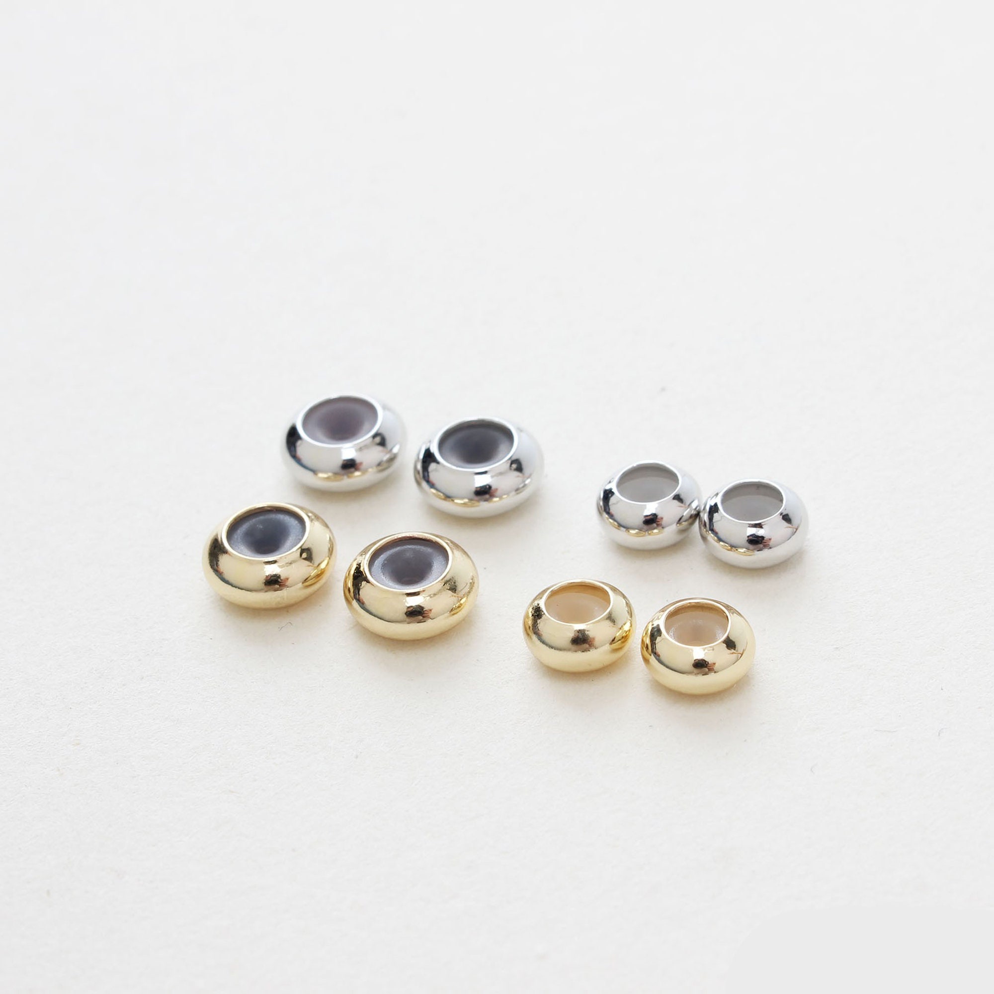 10pcs.real Gold Sliding Adjustable,rondelle Rubber Stopper Beads,6mm ...