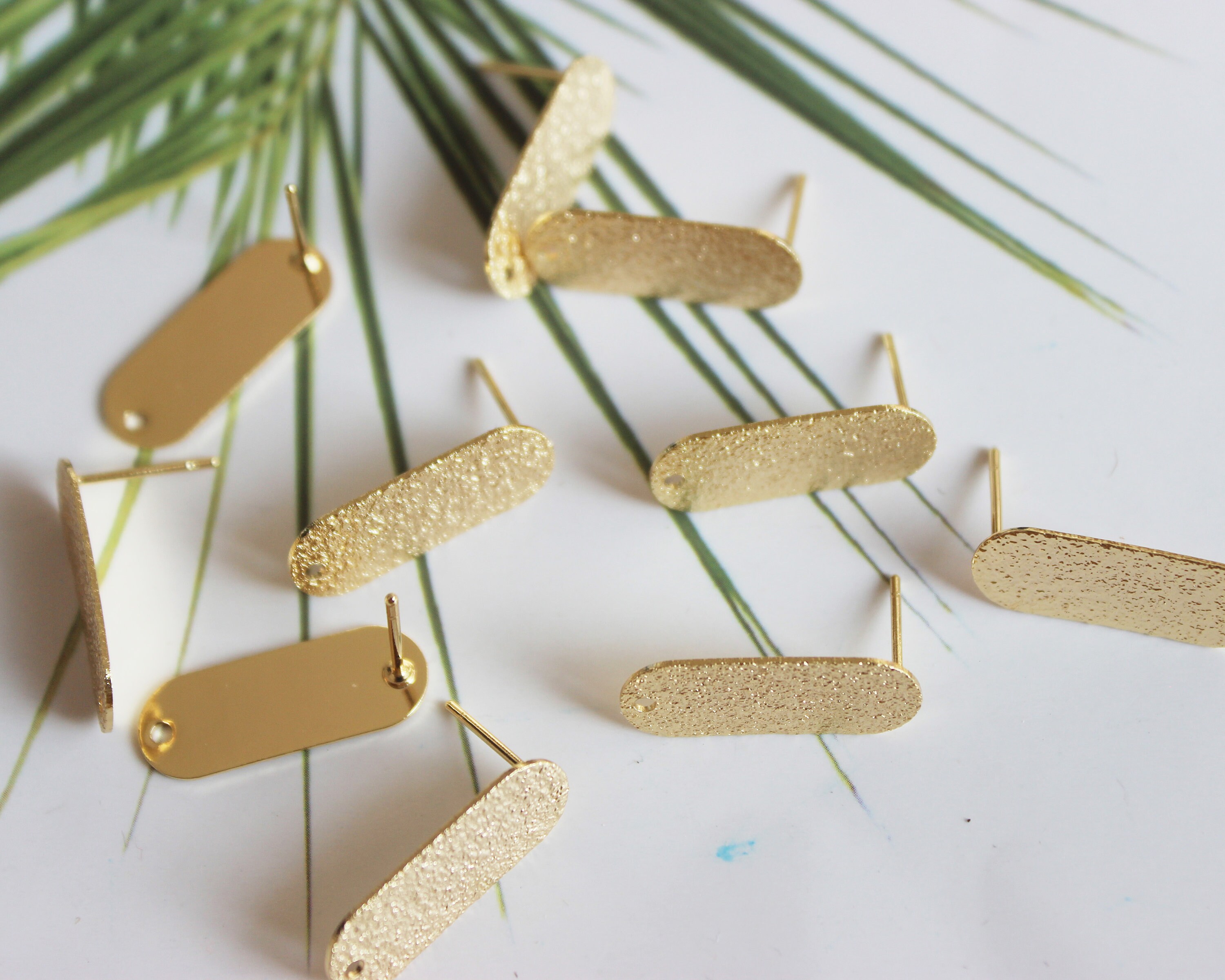 10PCS Real Gold Plated Brass Earring Posts- Earring Stud- Ear Stud ...