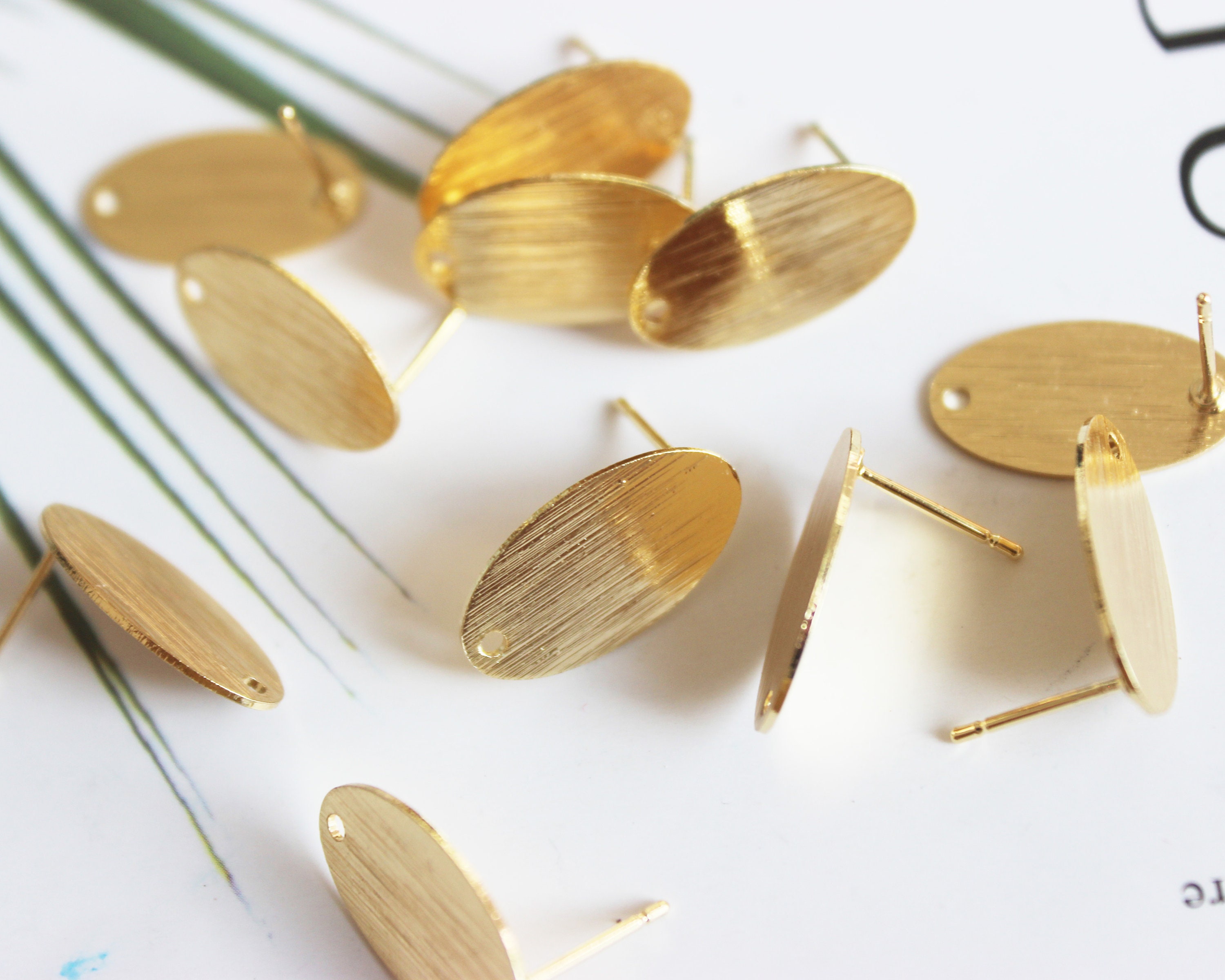 10PCS Real Gold Plated Brass Earring Posts Earring Stud Ear | Etsy