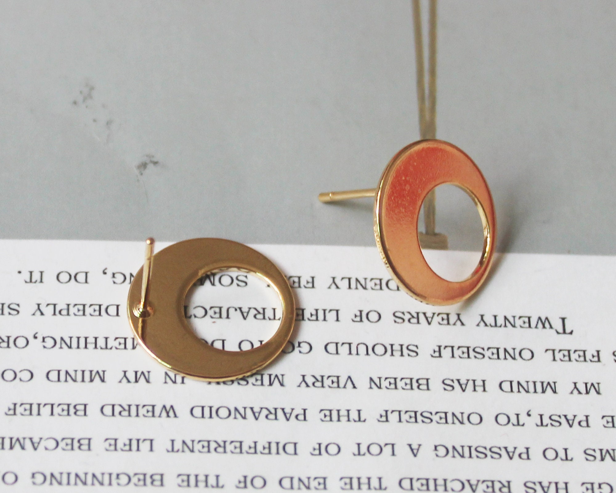 6PCS 18K Real Gold Plated Brass Round Earring Posts- Earring Stud ...