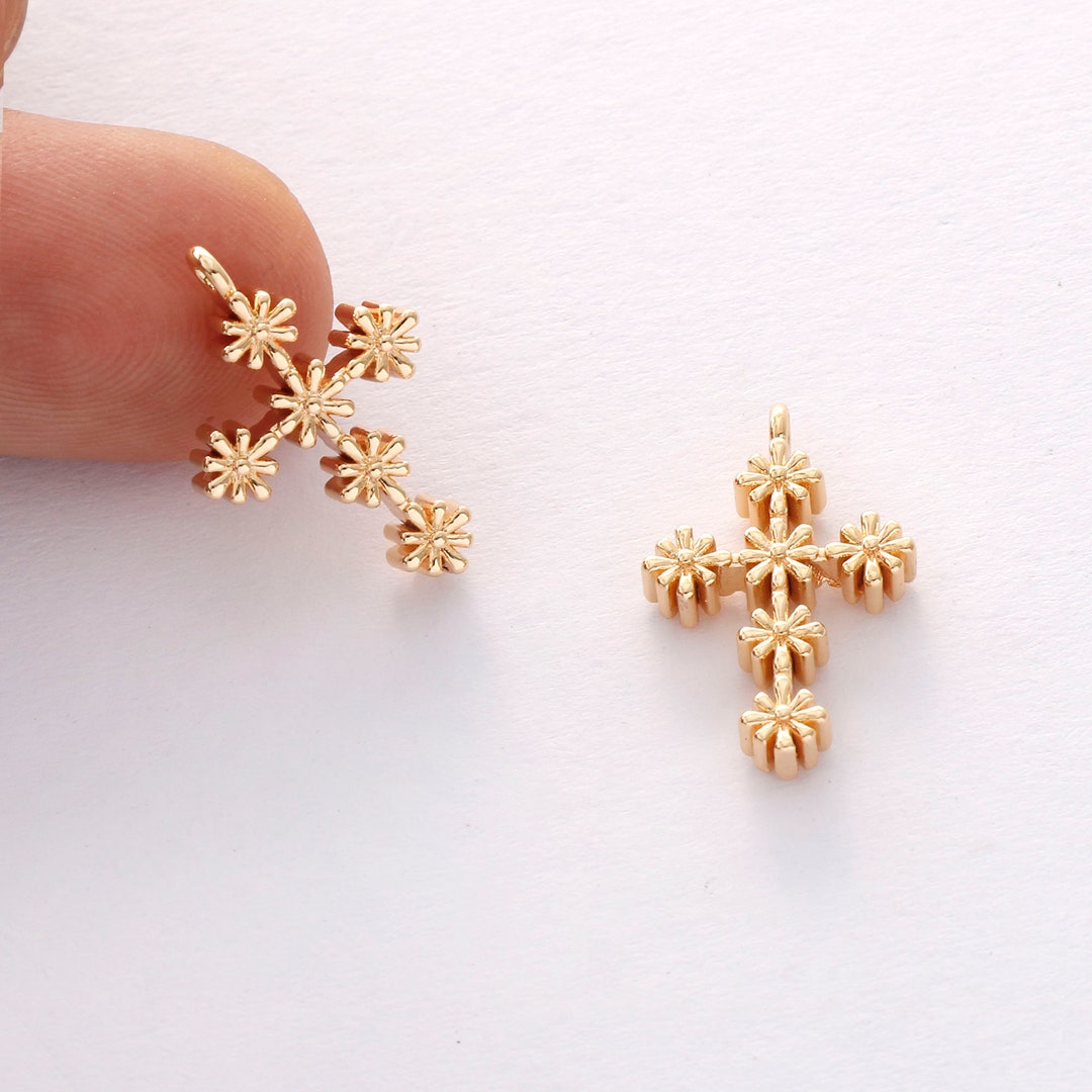10pcs Real Gold Plated Cross Connector, Simple Cross Link,tiny Mini ...