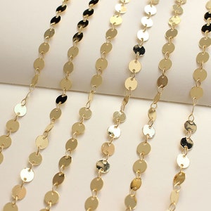 3.2feet. Real Gold Plated Sequin Disc Chain - 4MM Round Circle Disc ...