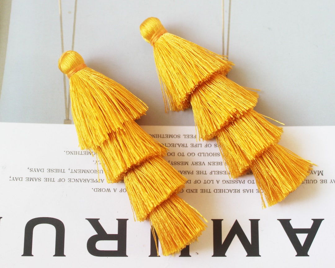 2pcs Stacked Tassels, Silky Tassels, Silk Thread Tassels,golden Tassels ...