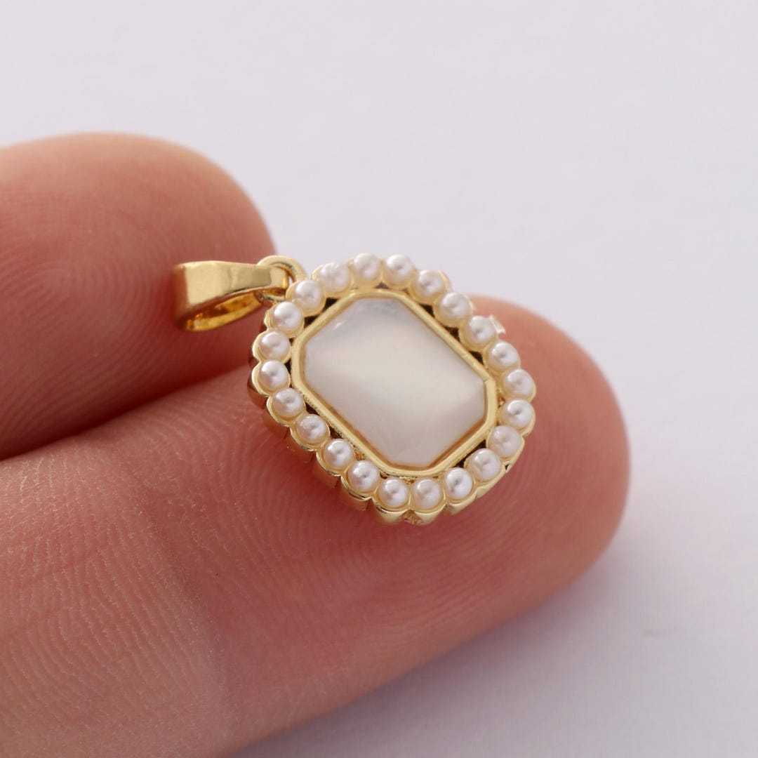 Real Gold Plated Rectangle Shell Charm,shell Drop, Shell Pendant ...