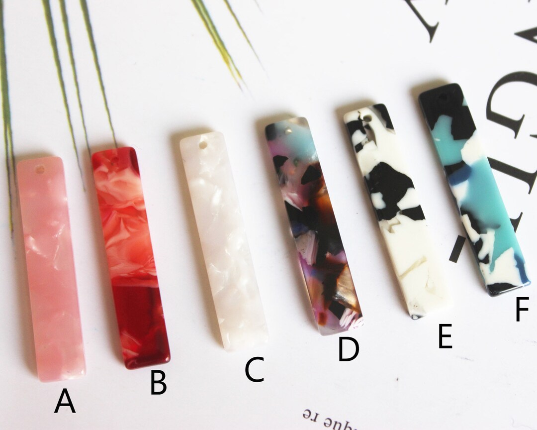 10pcs Rectangle Bar Charms Geometric Cellulose Acetate Colorful Charm ...