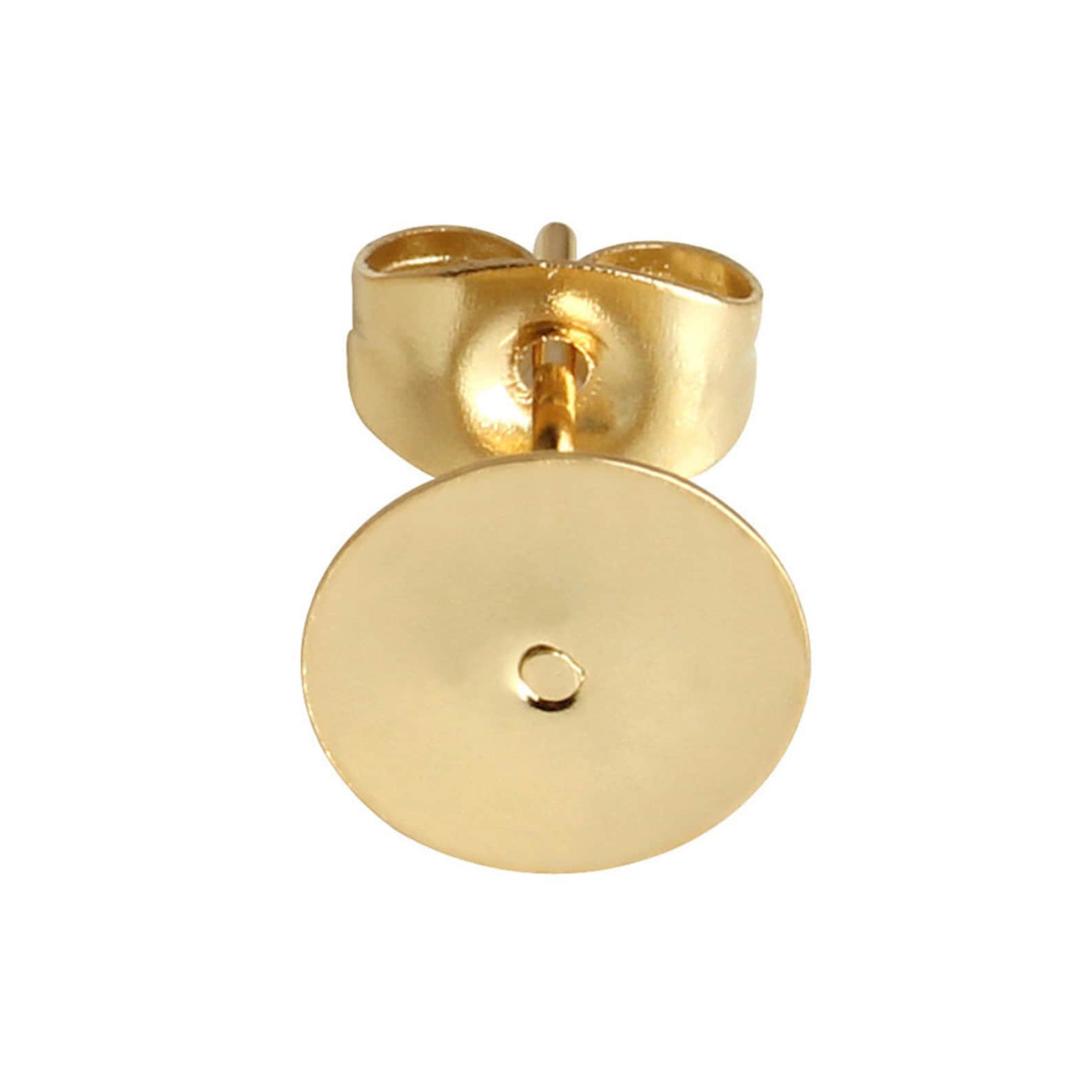 50PCS Gold Tone Stainless Steel Flat Pad Earring Studs With Backs ...