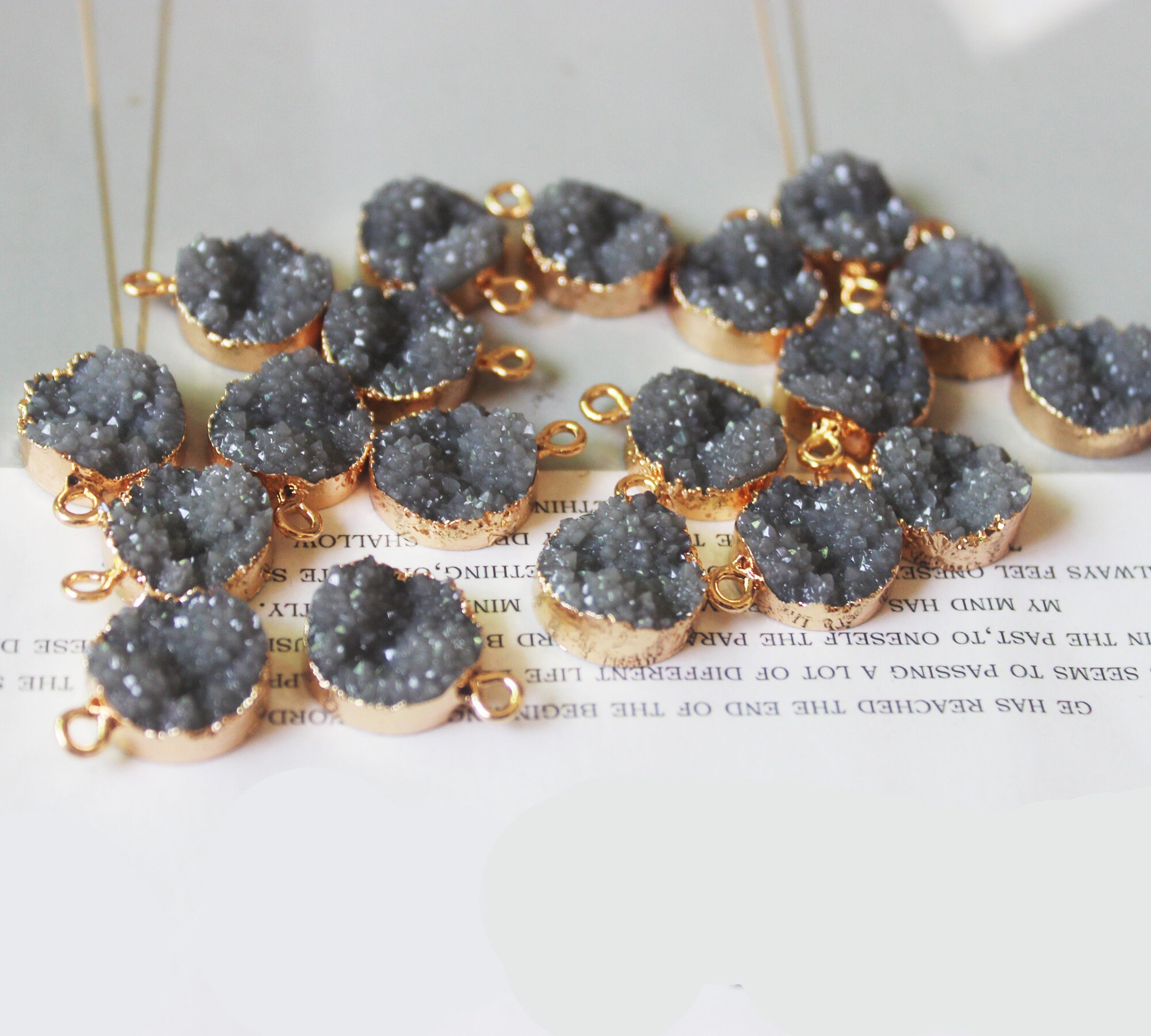10PCS Round Imitation Druzy Gray Druzy Charm Resin Druzy - Etsy