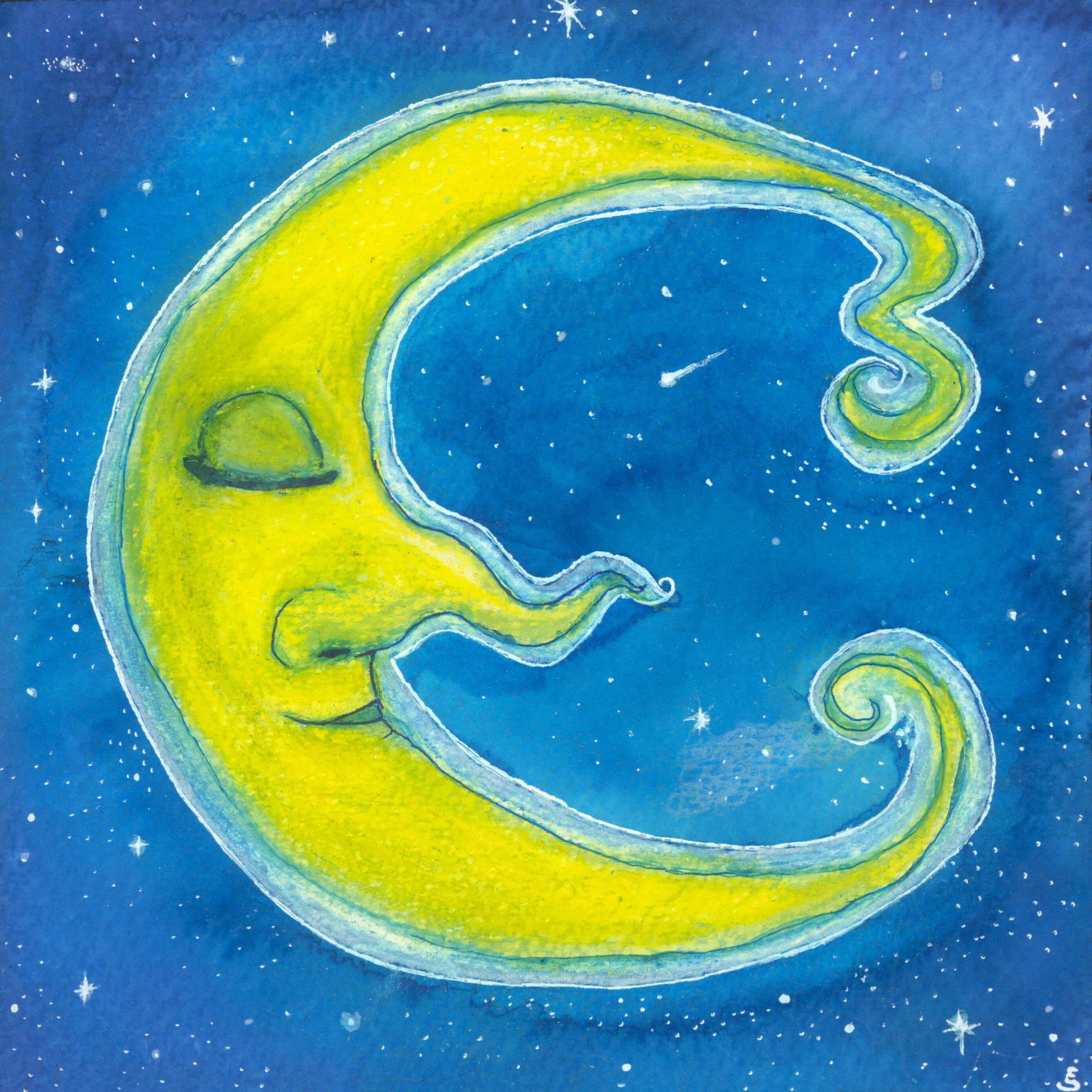 Sleepy Moon Painting - Etsy