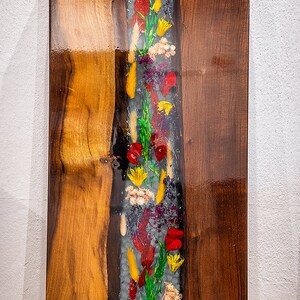 Artisanal Resin Dried Flower Inlay on Kassod Wood Slender Valley3 ...