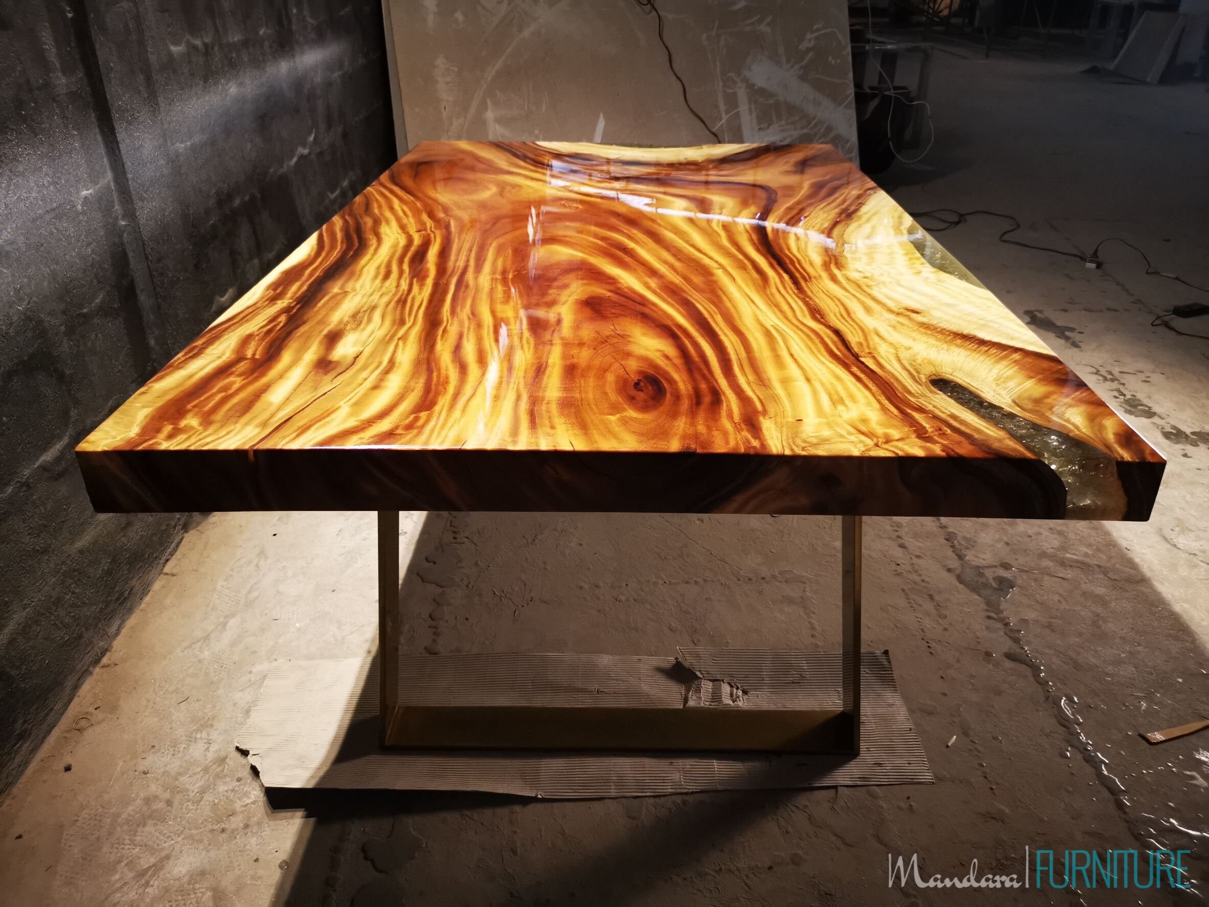 Custom Family Gaming Table Acacia Wood High Gloss Finish | Etsy